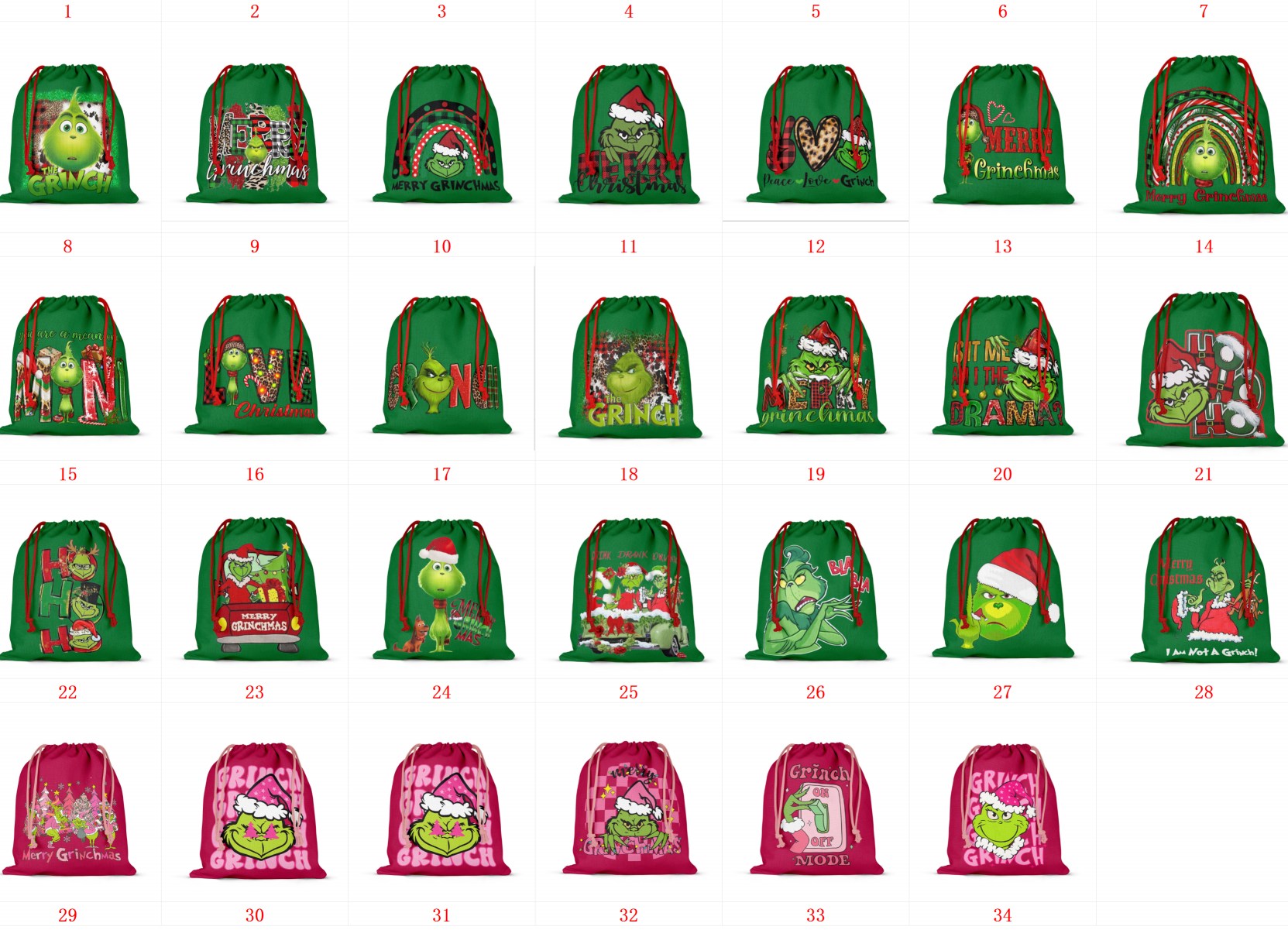 Alwin China RTS Cartoon grinch Christmas Grinch Double-sided Print ...