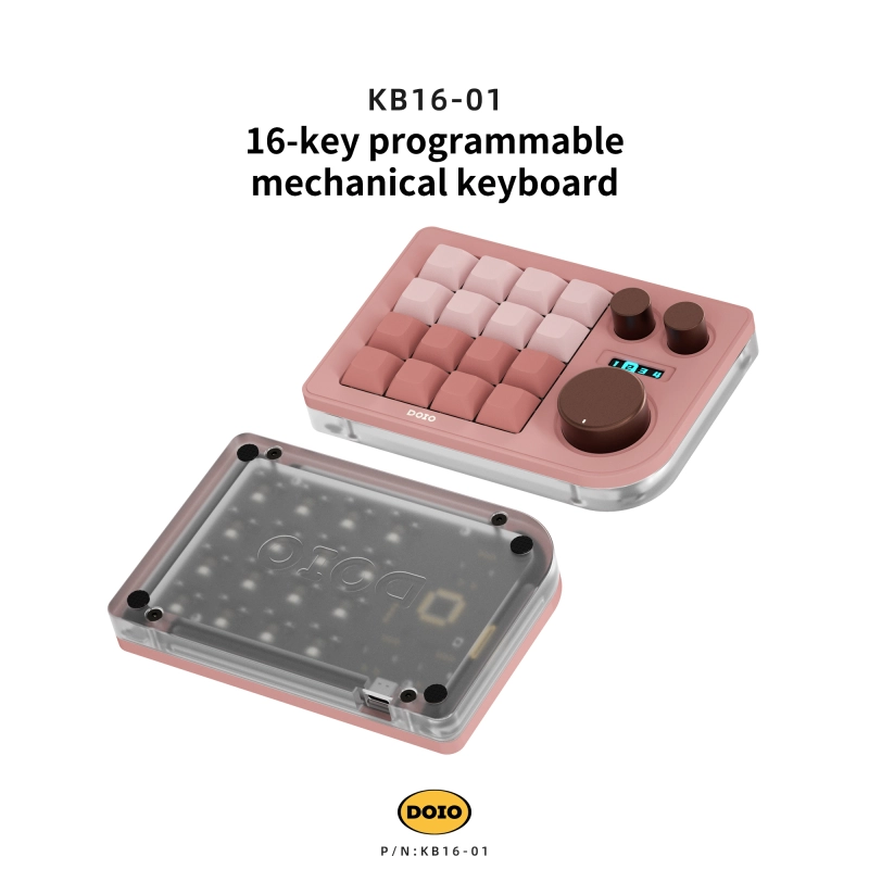DOIO 16 keys Programmable Multifunction Mechanical keyboard Translucent acrylic KB16-01