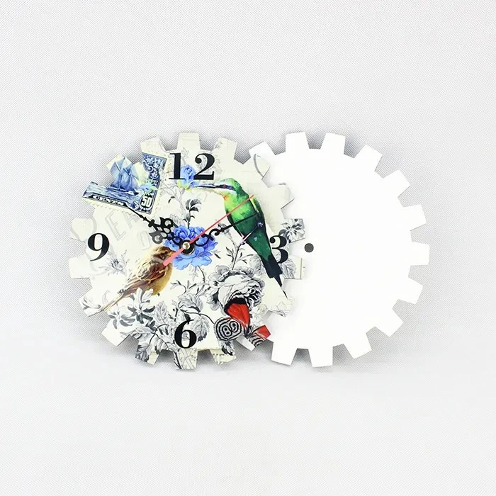 Sublimation MDF Gear Shape Clock Blanks Wholesale Wood Wall Clock