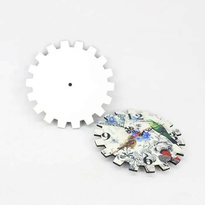 Sublimation MDF Gear Shape Clock Blanks Wholesale Wood Wall Clock