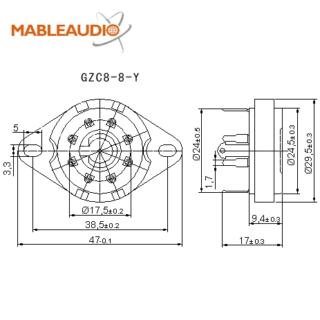 GZC8-8-Y-G 10pcs 8pins tube sockets