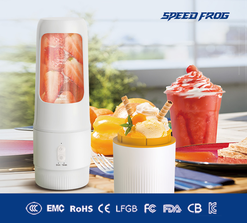 Portable Blender Ice cream Maker 2-in-1 Rechargeable Juicer with Ice Bucket Wholesale/ OEM/ ODM