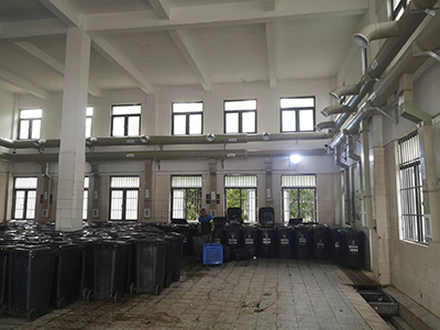 Ventilation and deodorization system for garbage bin room