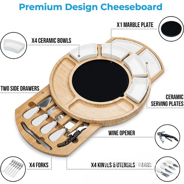 Large Charcuterie Board Gift Set Bamboo Cheese Board Set