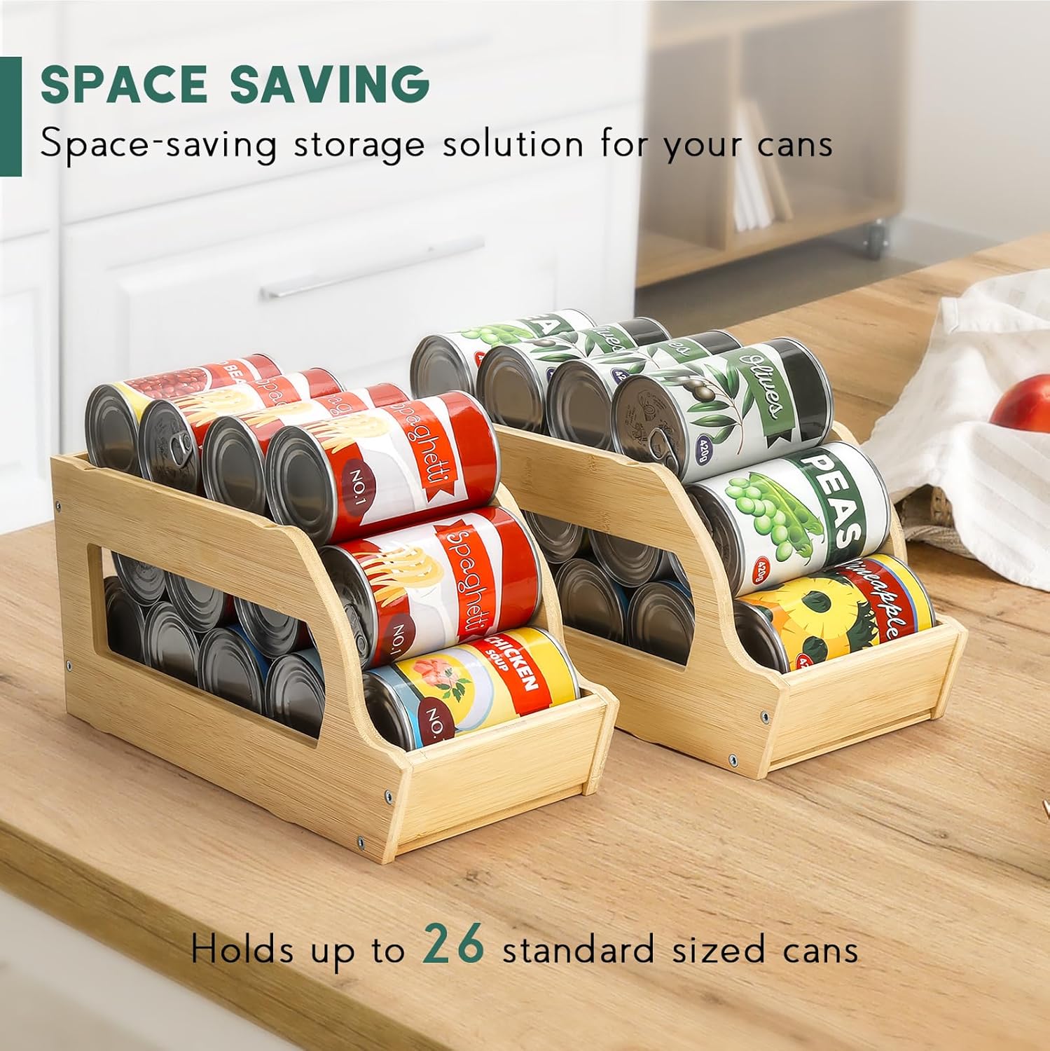 Bamboo Can Organizers and Storage for Pantry, Soda Can Organizer ...