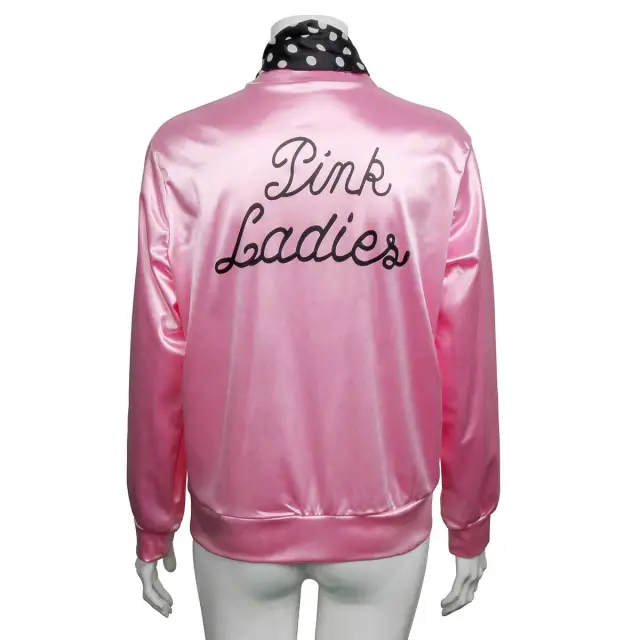 Pink Ladies Jacket Grease 2 Sandy Cosplay Costume With Scarf Adults ...