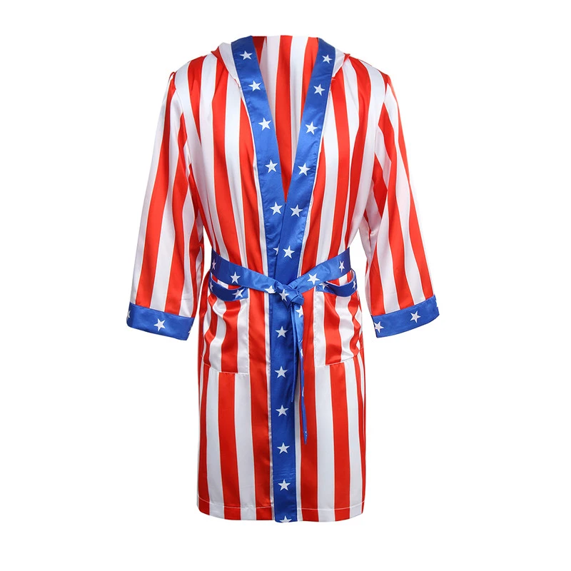 Rocky Balboa Apollo Movie Boxer American Flag Cosplay Bathrobe In Stock ...