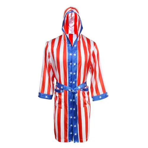 Rocky Balboa Apollo Movie Boxer American Flag Cosplay Bathrobe In Stock ...