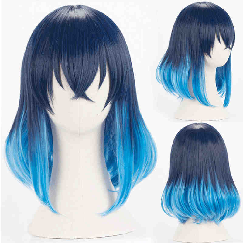 Inosuke Hashibira Blue Synthetic Cospaly Wig Anime Demon Slayer Kimetsu ...