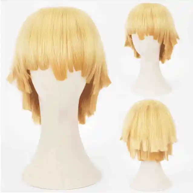 Zenitsu Agatsuma Short Synthetic Cospaly Wig Anime Demon Slayer Kimetsu ...