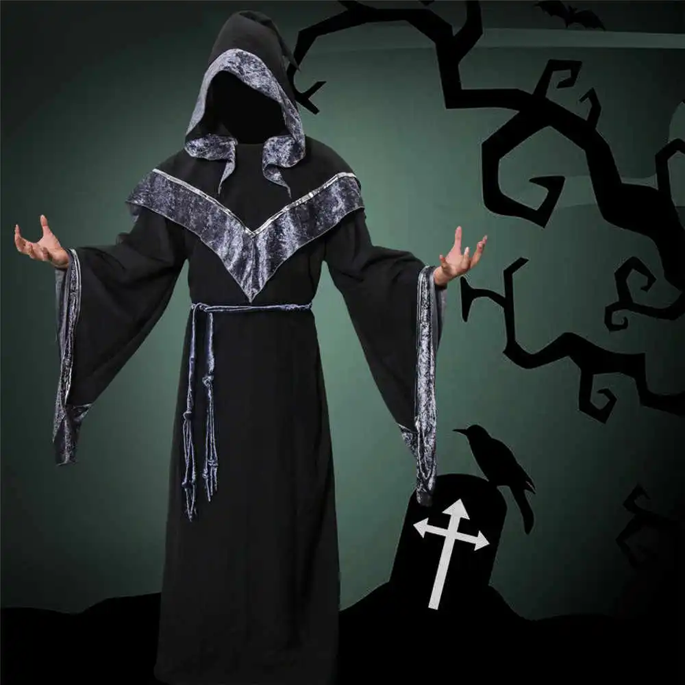 Dark Magician Medieval Cosplay Robes Men's Sorcerer Costumes Wizard ...
