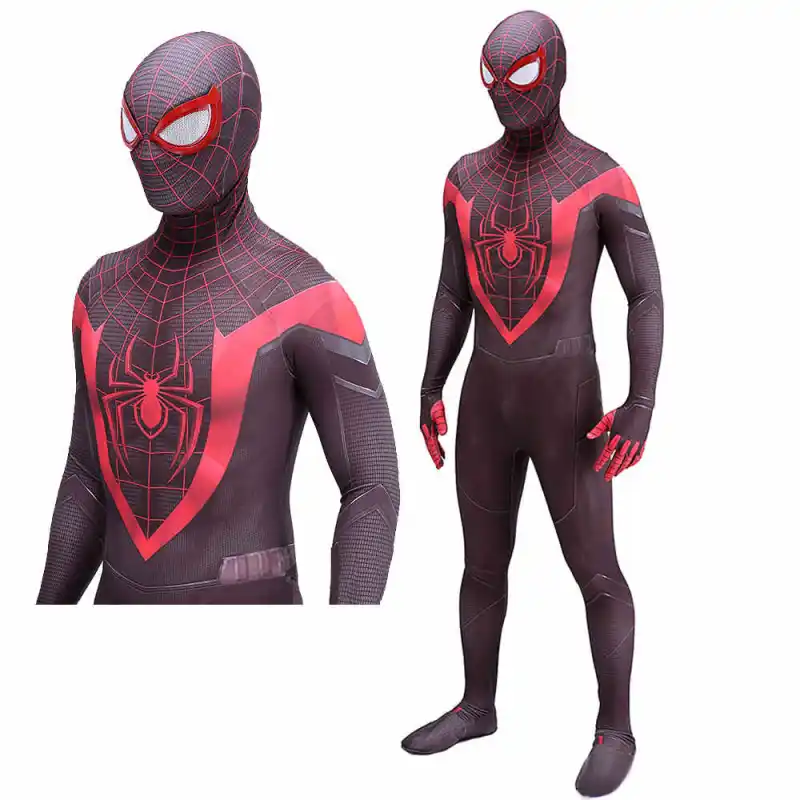 PS5 Marvel's Spider-Man Miles Morales Black Zentai Suit Mask