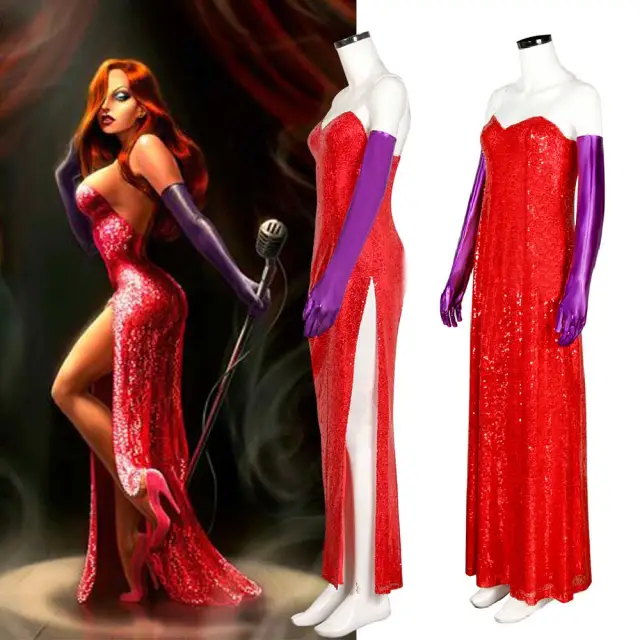 Who Framed Roger Rabbit Jessica Rabbit Dress Cosplay Costume In Stock ...