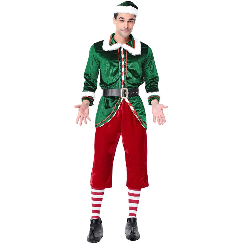 Christmas Elf Couple Costume Deluxe Santa Suit Lovers Gifts Women Men