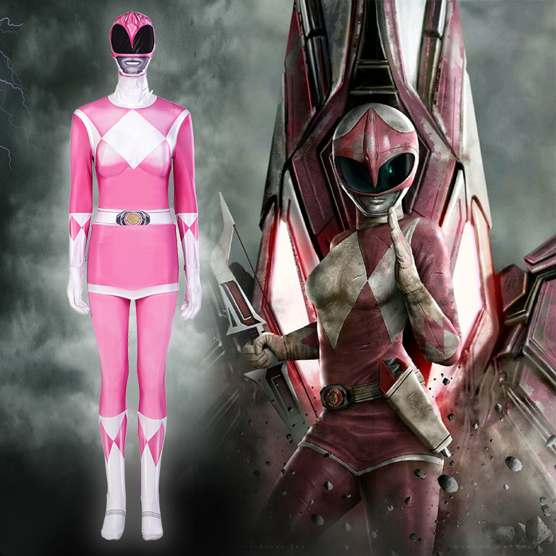 Mighty Morphin Power Rangers Pink Ranger Cosplay Costume Superhero Jumpsuit