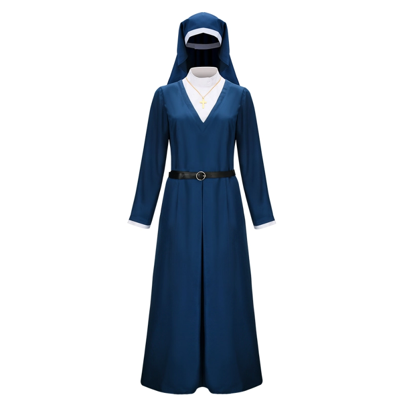 Mrs. Davis Nun Simone Blue Costume Betty Gilpin TV Series Outfits
