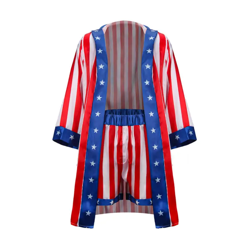 Rocky Balboa Boxing Costume Independence Day American Flag Cosplay ...