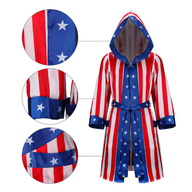 Rocky Balboa Boxing Costume Independence Day American Flag Cosplay ...