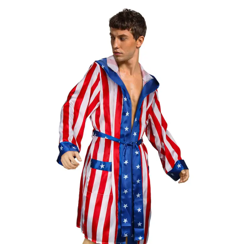 Rocky Balboa Boxing Costume Independence Day American Flag Cosplay ...