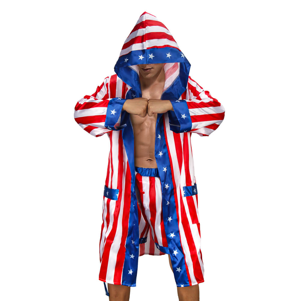 Rocky Balboa Boxing Costume Independence Day American Flag Cosplay ...