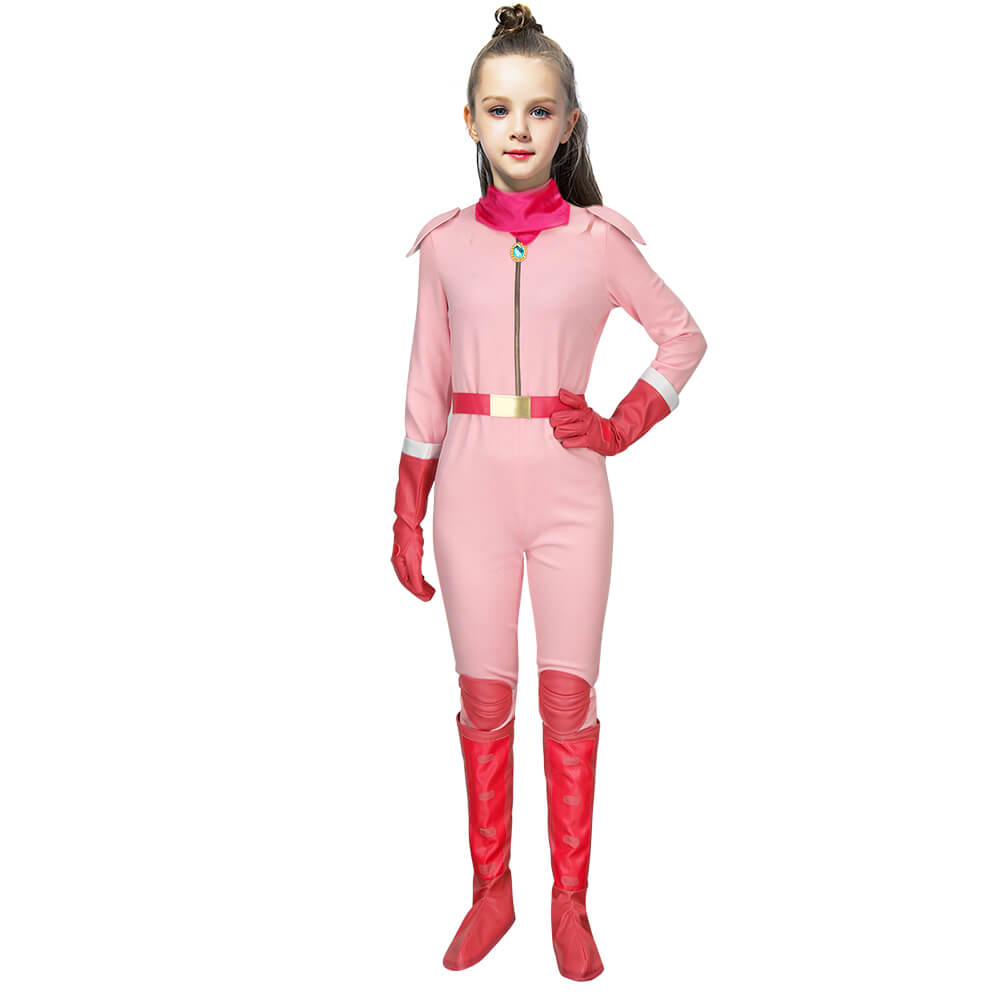 Child Princess Peach Jumpsuit The Super Mario Bros. Movie Pink Cosplay ...