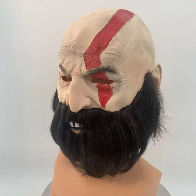 Kratos Mask Game God of War 4 Horror Latex Cosplay Mask with Beard