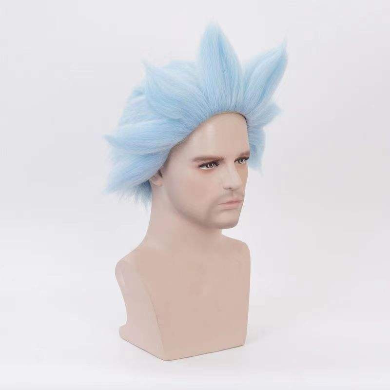 Rick and Morty Rick Sanchez Cosplay Wig Blue Hair for Adults Takerlama