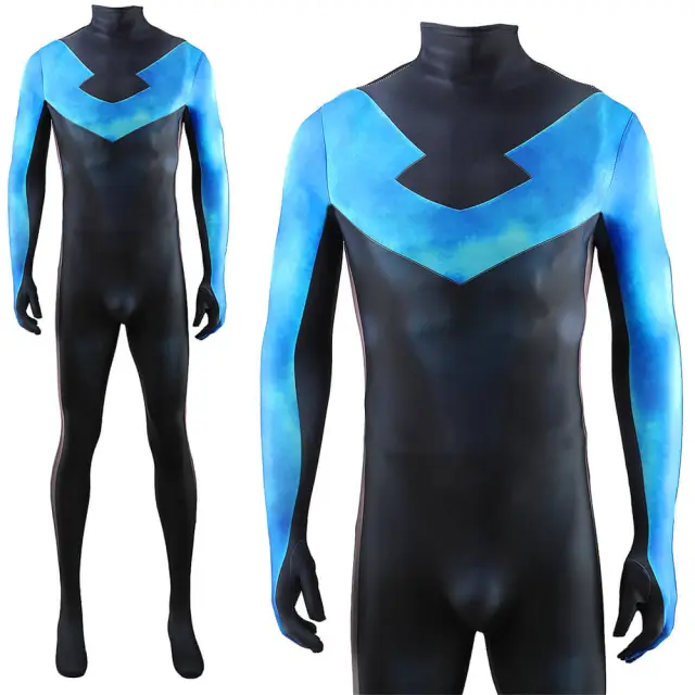 DC Nightwing Costume Superheroe Cosplay Jumpsuit Adult Kids Takerlama