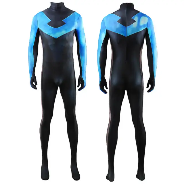 DC Nightwing Costume Superheroe Cosplay Jumpsuit Adult Kids Takerlama