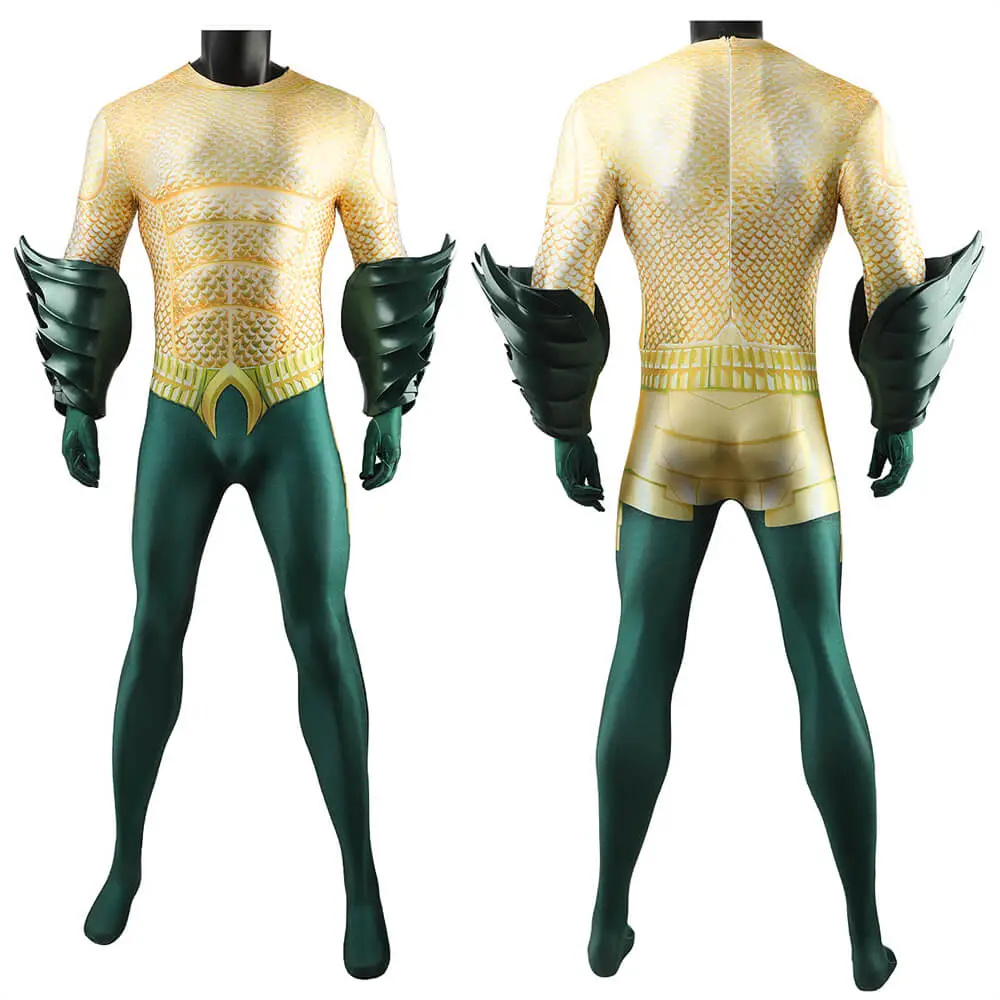 Aquaman 2018 Arthur Costume DC Movie Gold Muscle Suit Takerlama