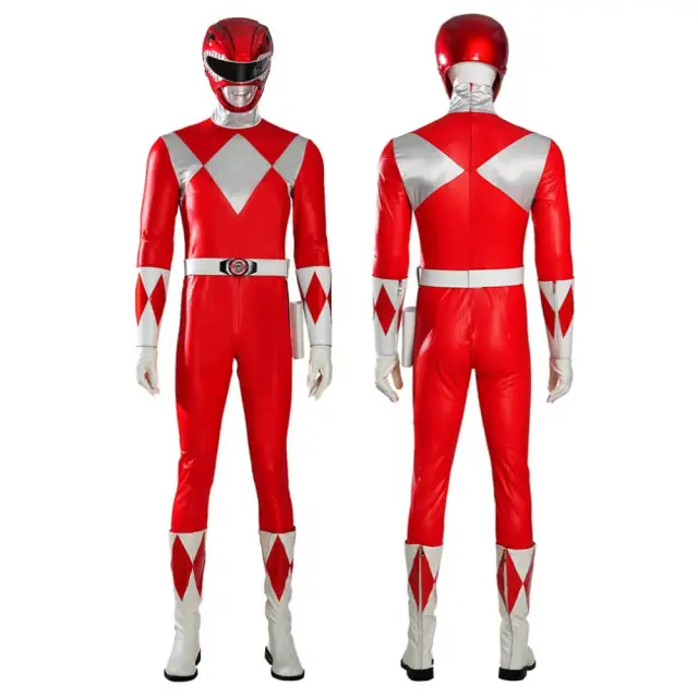 Takerlama Power Rangers Red Ranger Men's Muscle Costume Deluxe
