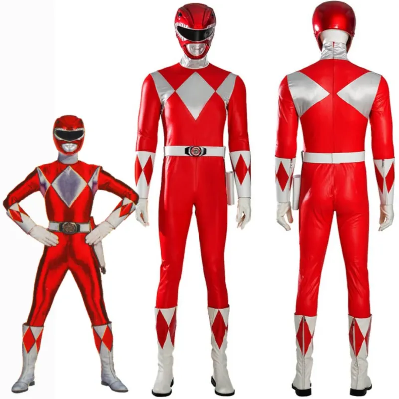 Takerlama Power Rangers Red Ranger Men's Muscle Costume Deluxe