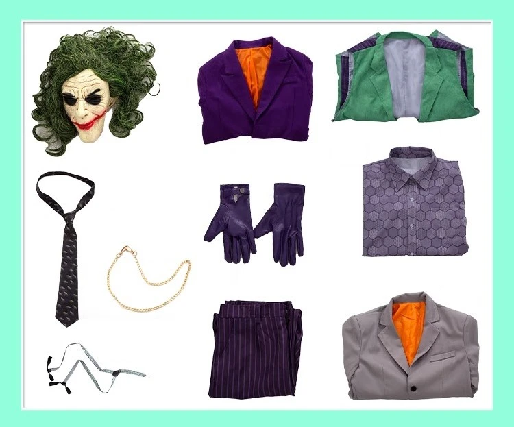 Deluxe Batman Dark Knight Joker Costume Heath Ledger Purple Suit Takerlama