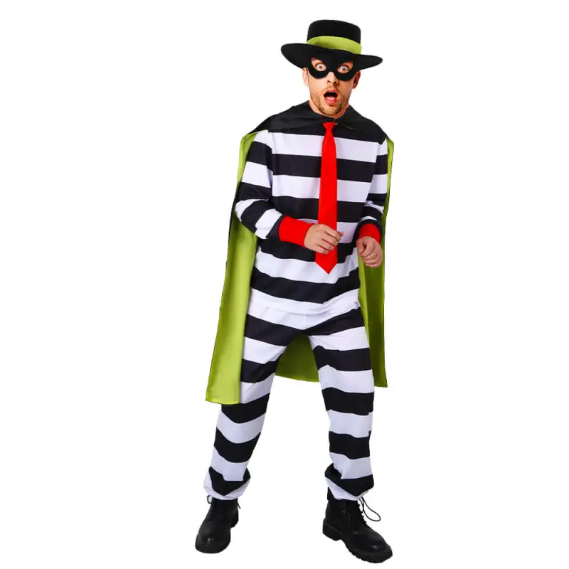 Hamburglar Thief Prison Costume Men's Halloween Cosplay Outfits Takerlama