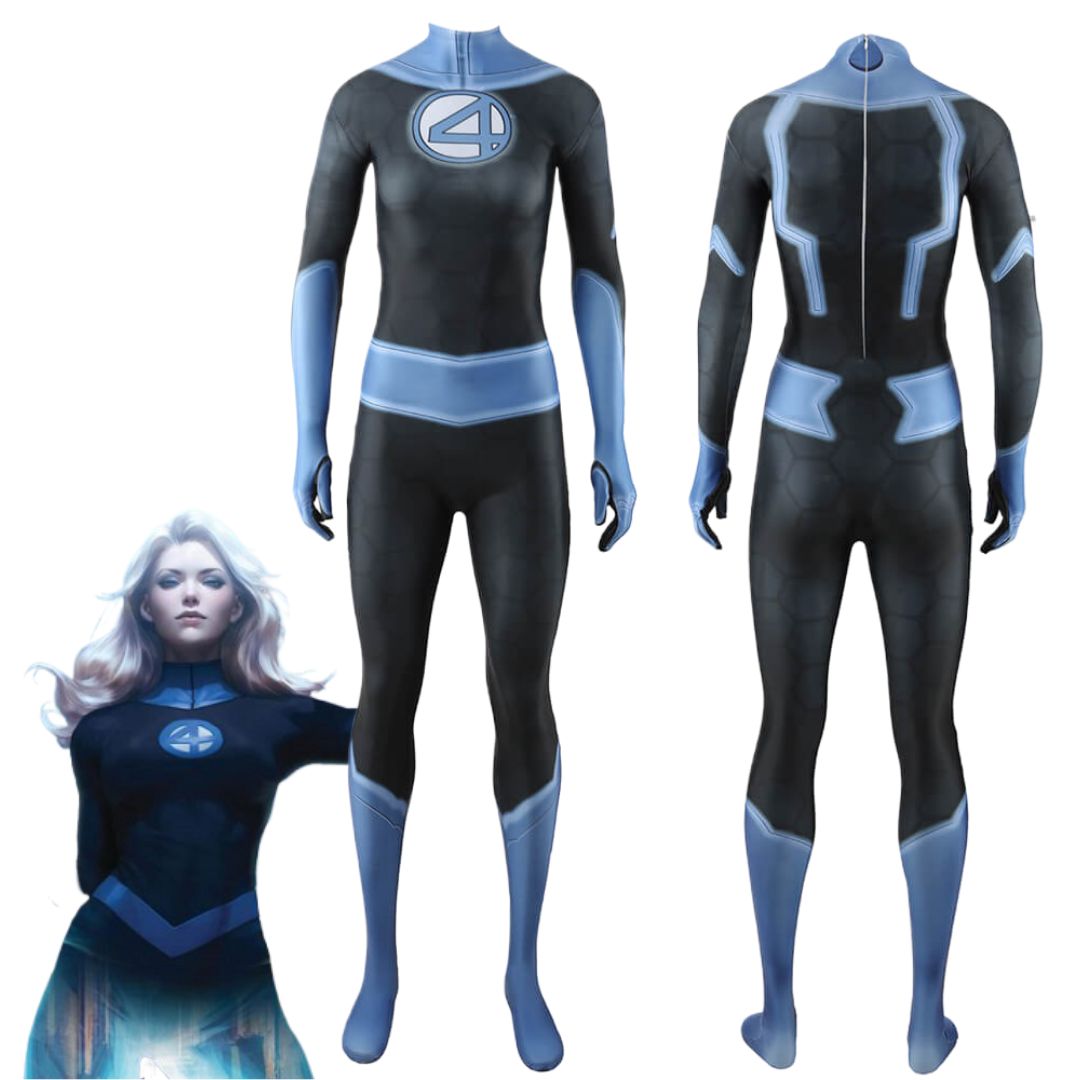 Fantastic Four Invisible Woman Cosplay Costume Superhero Jumpsuit for ...