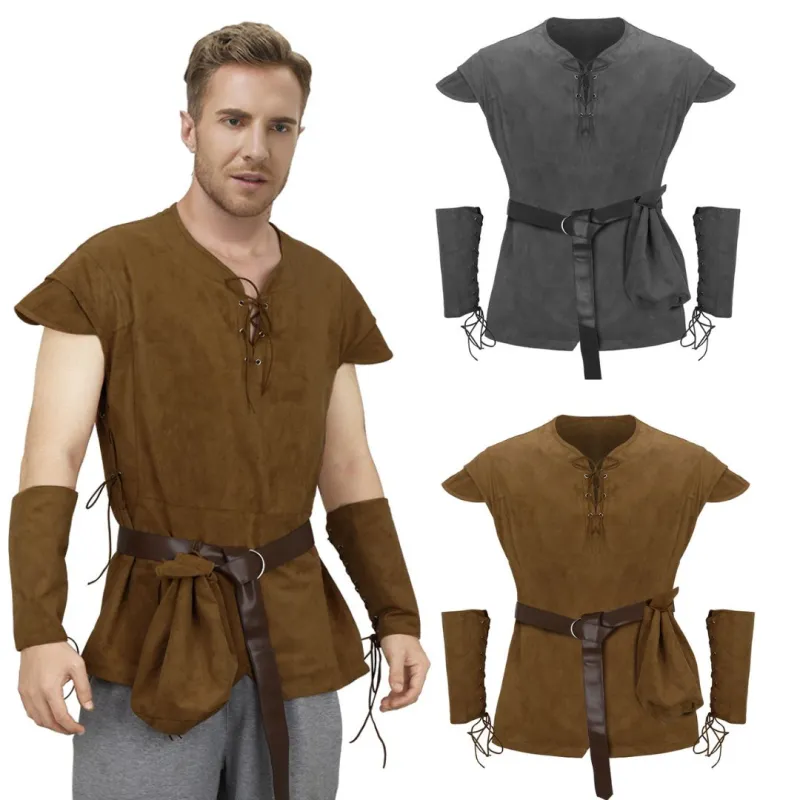 Renaissance Medieval Pirate Cosplay Costume Men's Viking Halloween ...