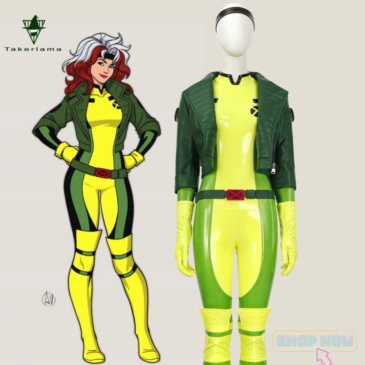 X-Men 97 Rogue Cosplay Costume Marvel Legend PU Leather Coat Jumpsuit ...