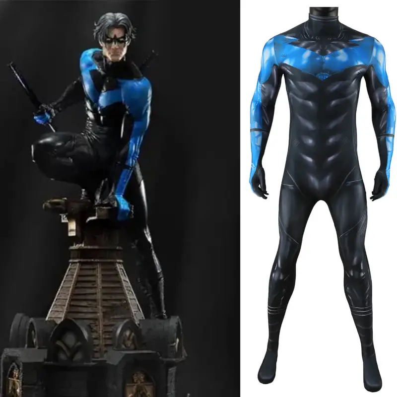 Nightwing Cosplay Costume Batman Hush Superhero Halloween Jumpsuit Blue ...