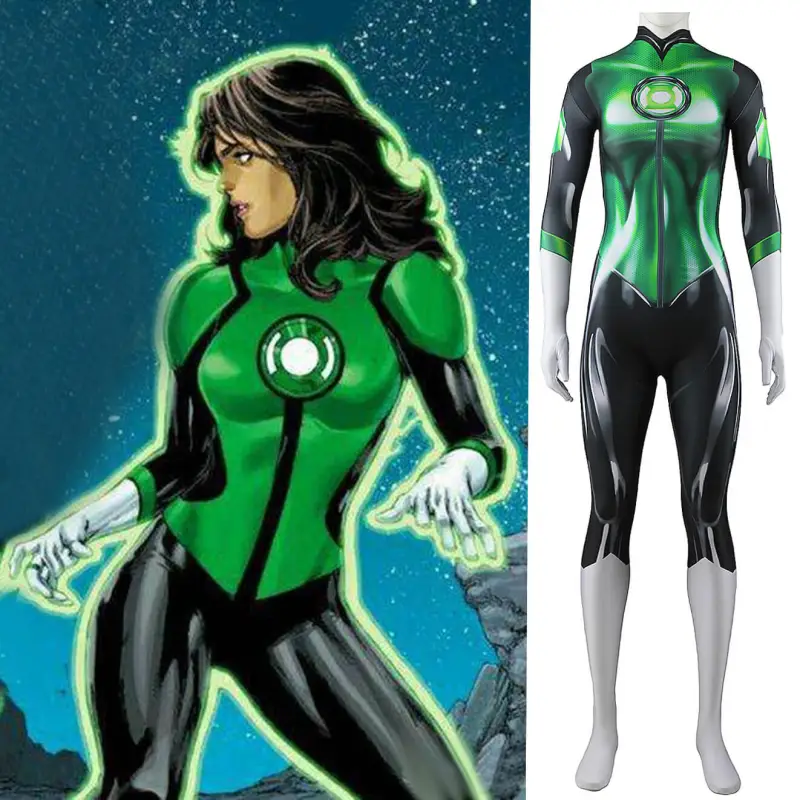 Green Lantern Jessica Cruz Cosplay Costume Superheroe 3D Print Jumpsuit ...