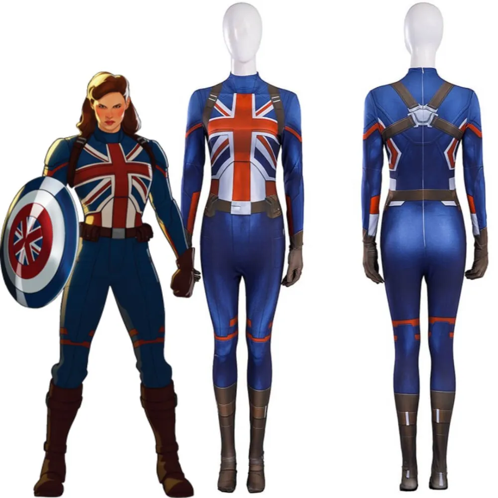 What If Captain Carter Peggy Carter Cosplay Costume Superhero Jumpsuit ...
