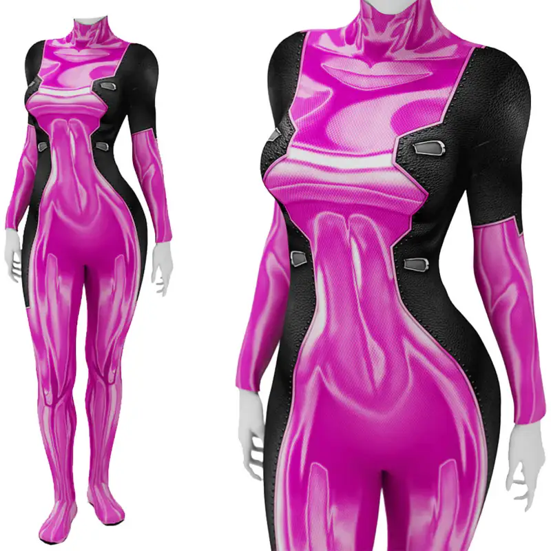 Pink Lady Deadpool Halloween Cosplay Costume Marvel Superheroe Jumpsuit ...