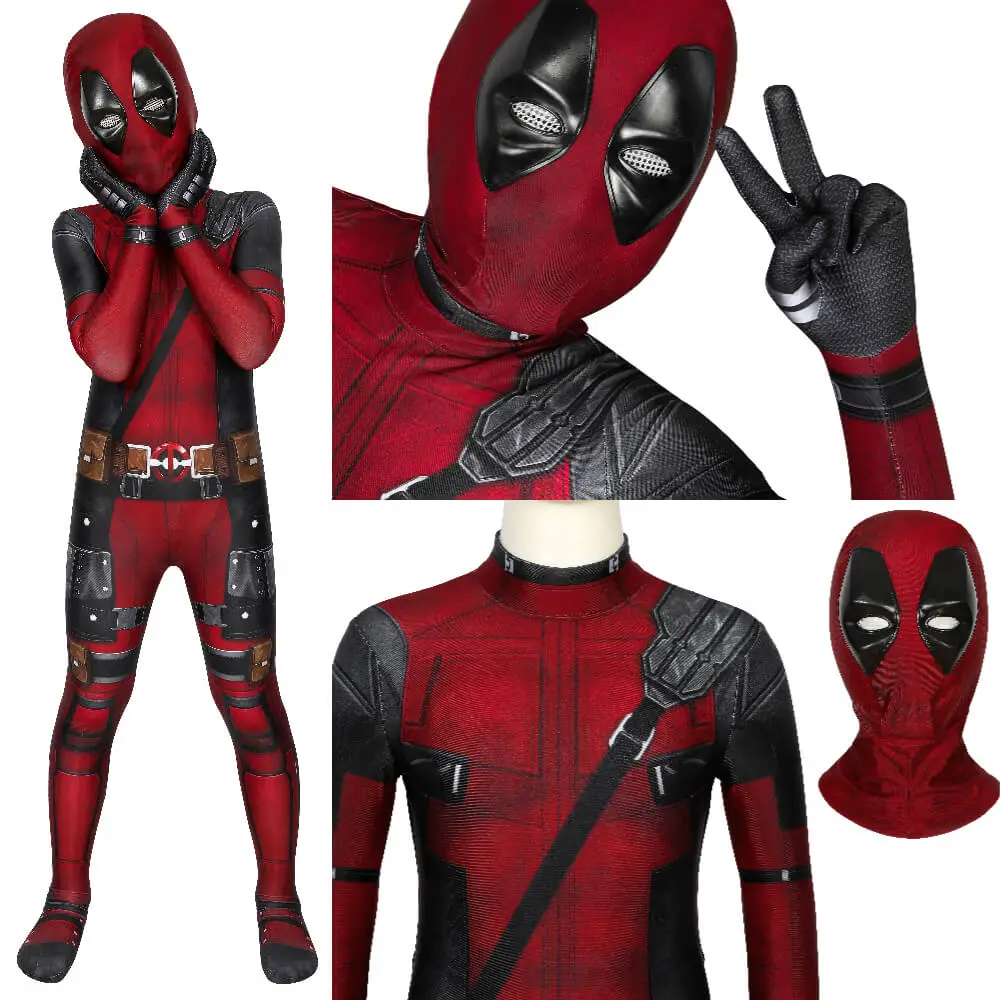 Children Deadpool Kidspool Cosplay Costume Jumpsuit Mask Deadpool ...