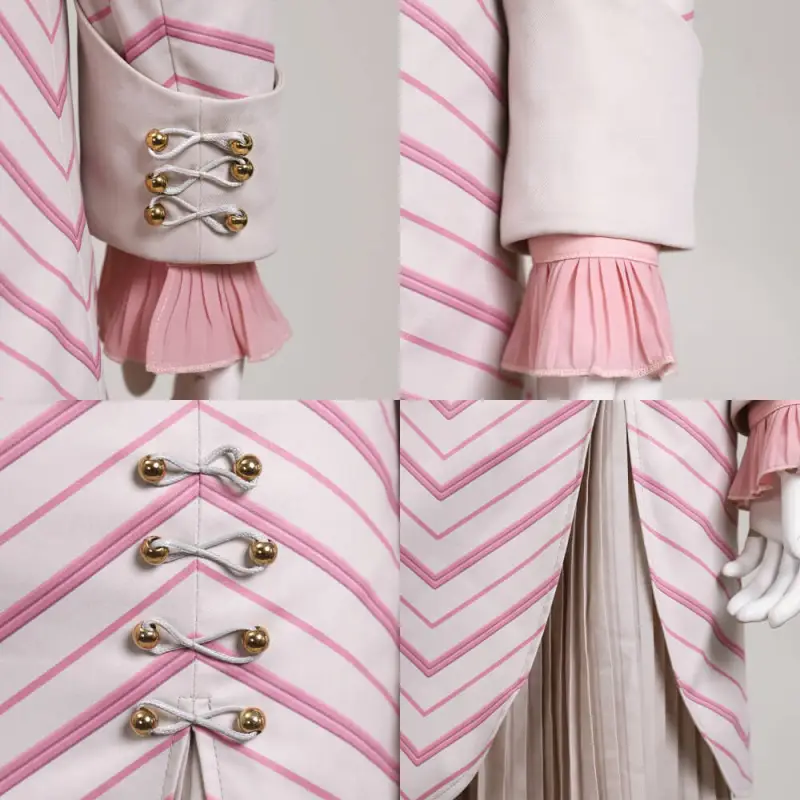 Wicked 2024 Glinda Pinstripe Suit Women's Cosplay Costume Hat Takerlama