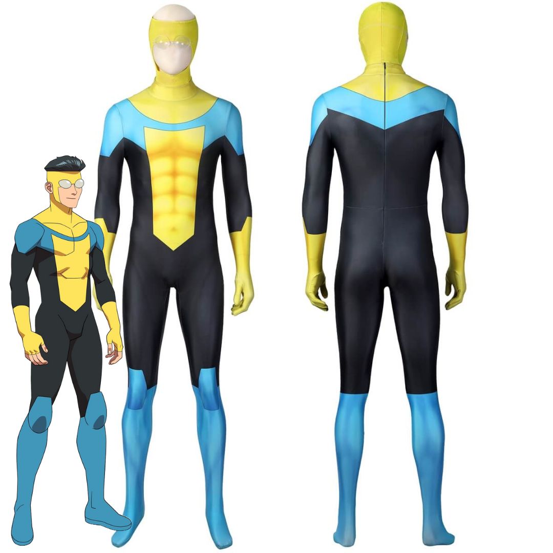 Invincible Mark Grayson Cosplay Costume Superhero Yellow Jumpsuit Mask ...