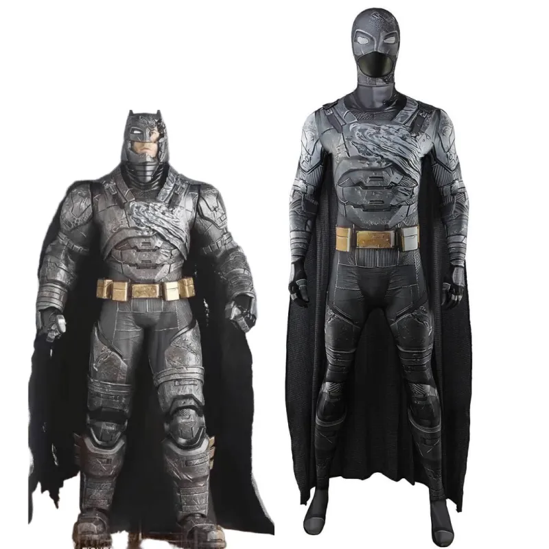 Battle Damaged Armored Batman Cosplay Costume Superhero Jumpsuit Mask ...
