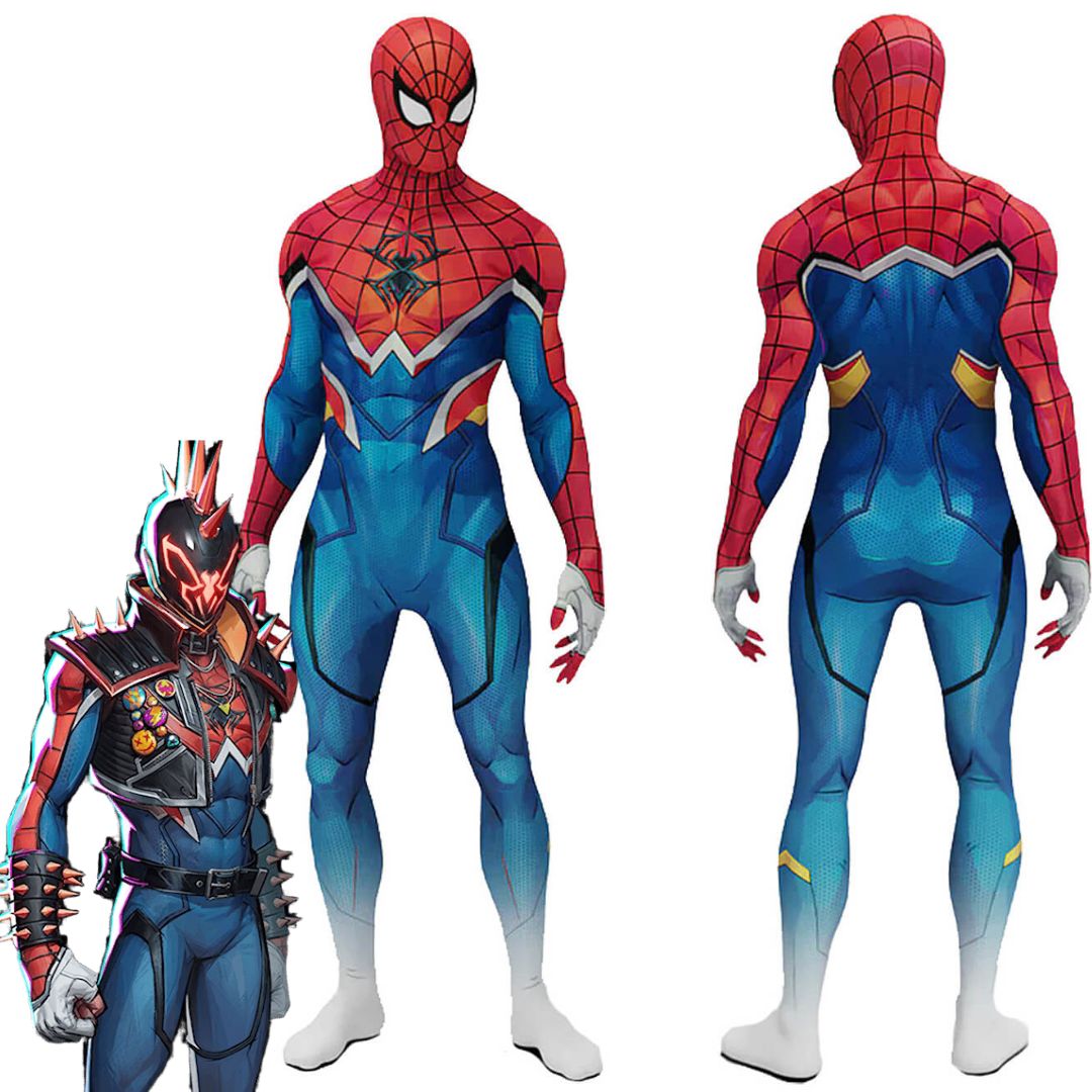 Rivals Spider-Punk 2099 BodySuit Marvel Superhero Cosplay Costume Takerlama