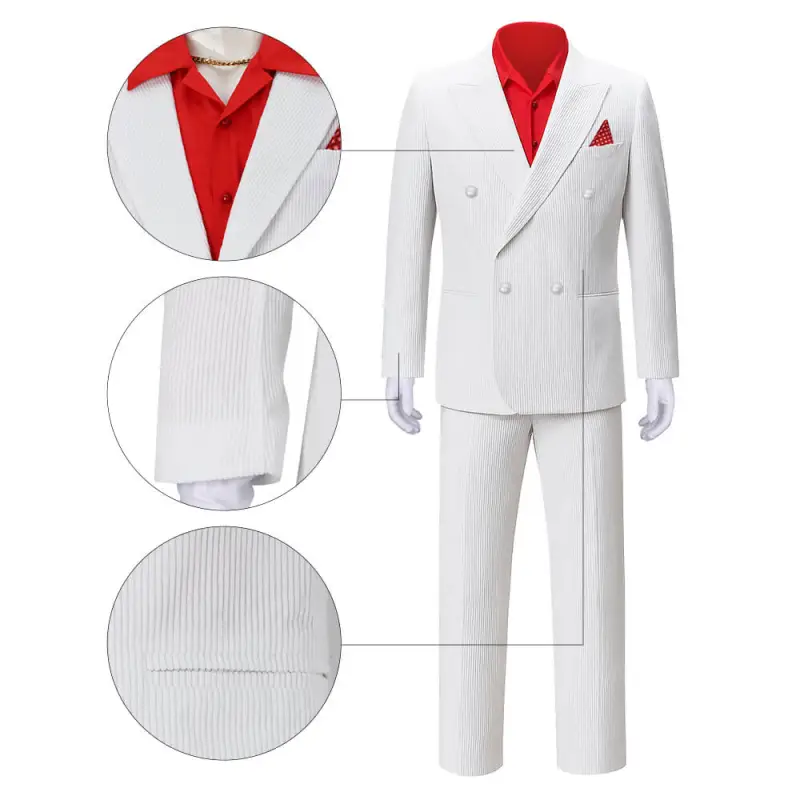 Scarface Tony Montana Halloween Cosplay Costume Coat Shirt Pants Takerlama