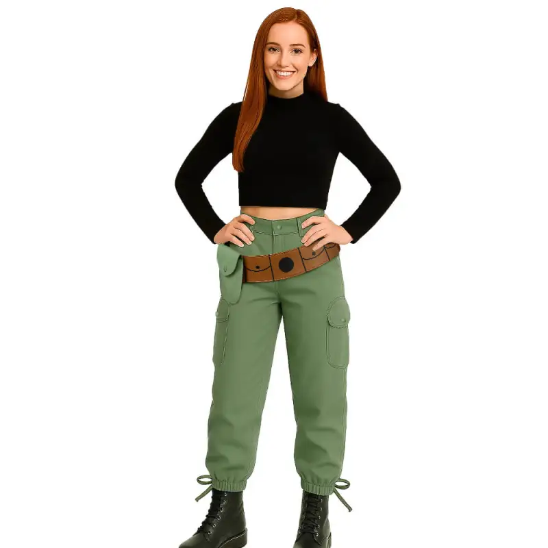 Kim Possible Costume for Women T-shirt Pants Belt Takerlama