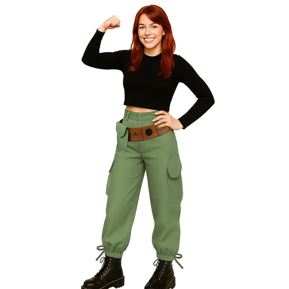 Kim Possible Costume for Women T-shirt Pants Belt Takerlama