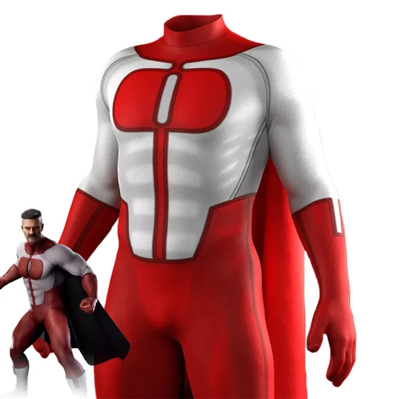 Invincible Superhero Omni-Man Cosplay Costume Nolan Grayson Red Suit ...